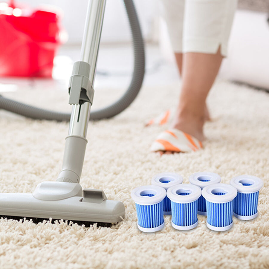 Set of 6 - HEPA 11 Filter (Size 5 Cm) - White and Blue - 3506435 - TJC