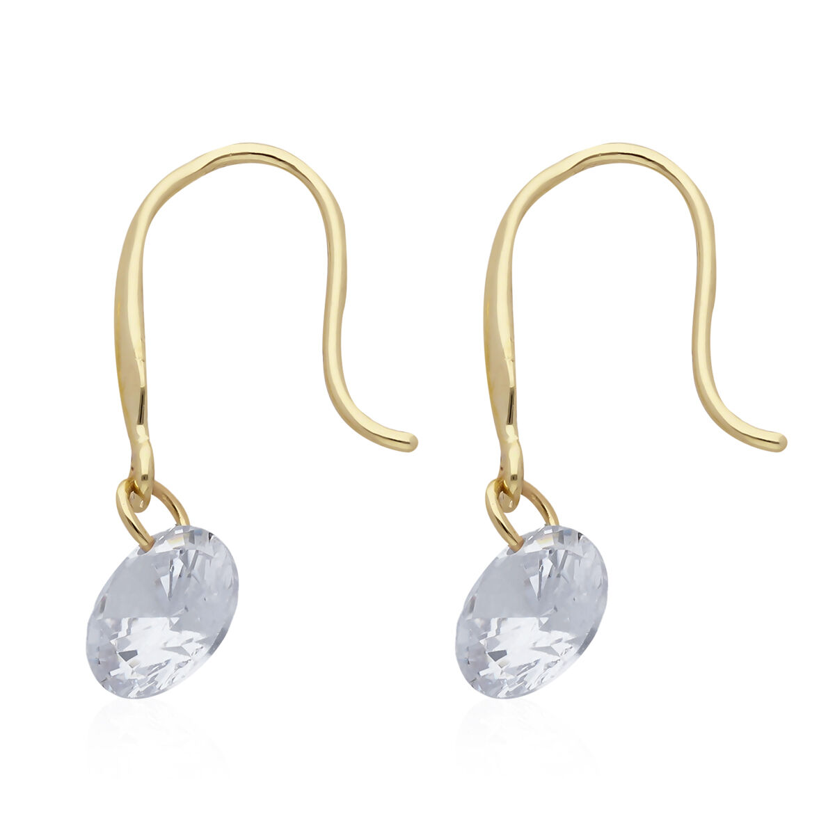 Simulated Diamond Drop Solitaire Earrings in Yellow Gold Tone - 3591304 ...