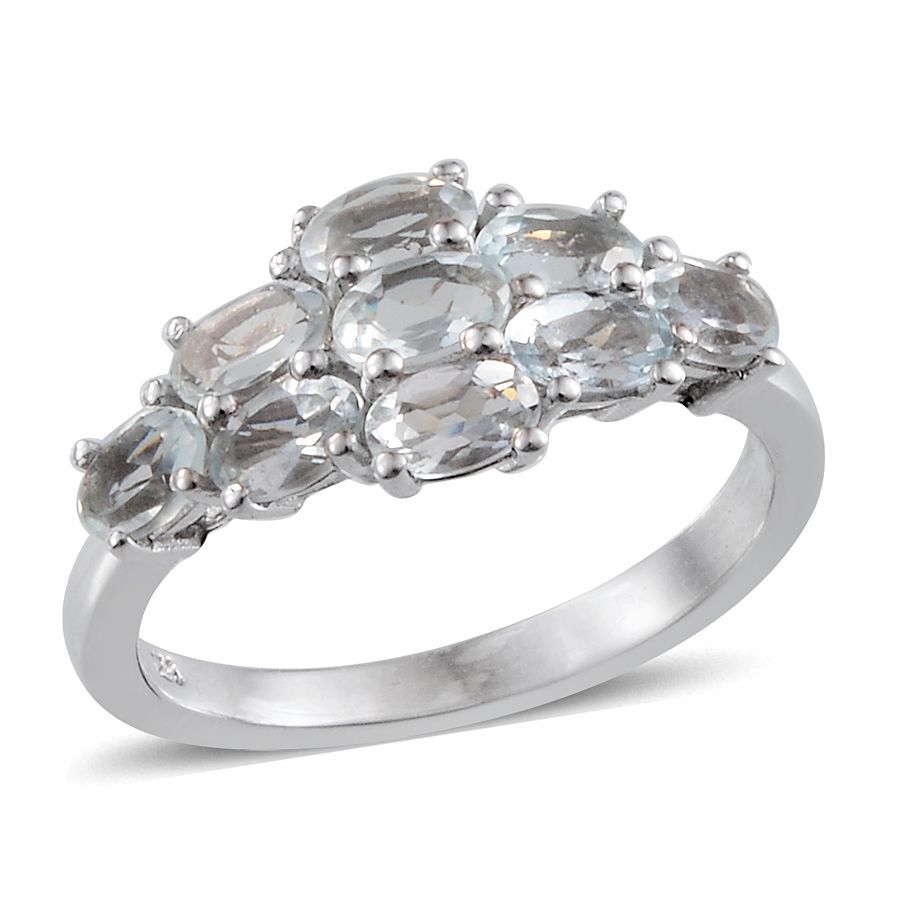 Espirito Santo Aquamarine (Ovl) Ring in Platinum Overlay Sterling ...
