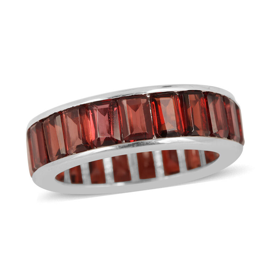 Mozambique Garnet (Bgt) Full Eternity Band Ring in Rhodium Plated ...