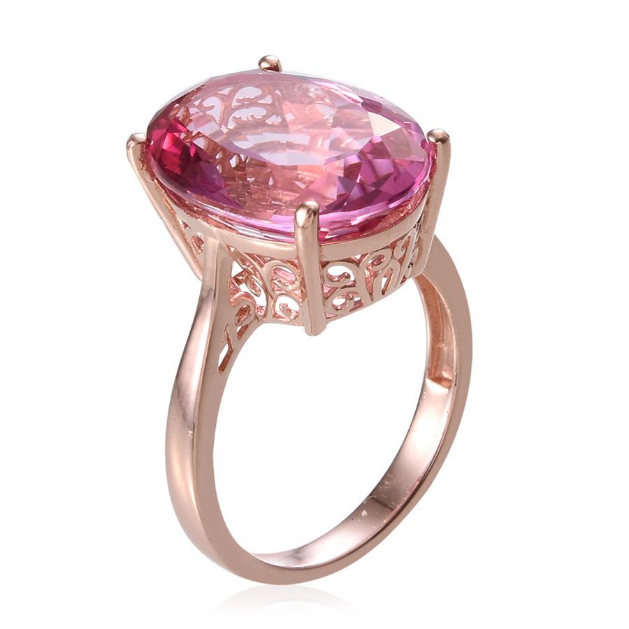 Mystic Pink Coated Topaz (Ovl) Ring in Rose Gold Overlay Sterling ...