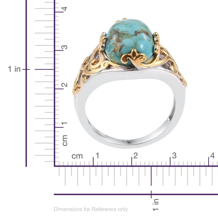 Arizona Matrix Turquoise (Ovl) Solitaire Ring in Platinum and Yellow ...