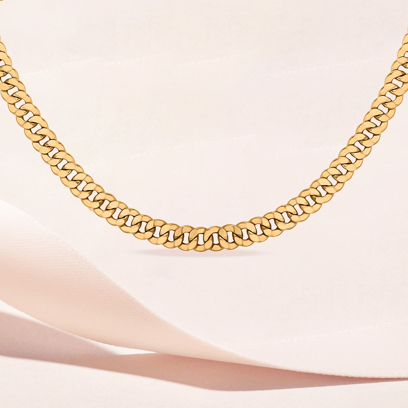 9K Yellow Gold Diamond Cut 4.3mm Round Link Curb Chain 22 Inch ...