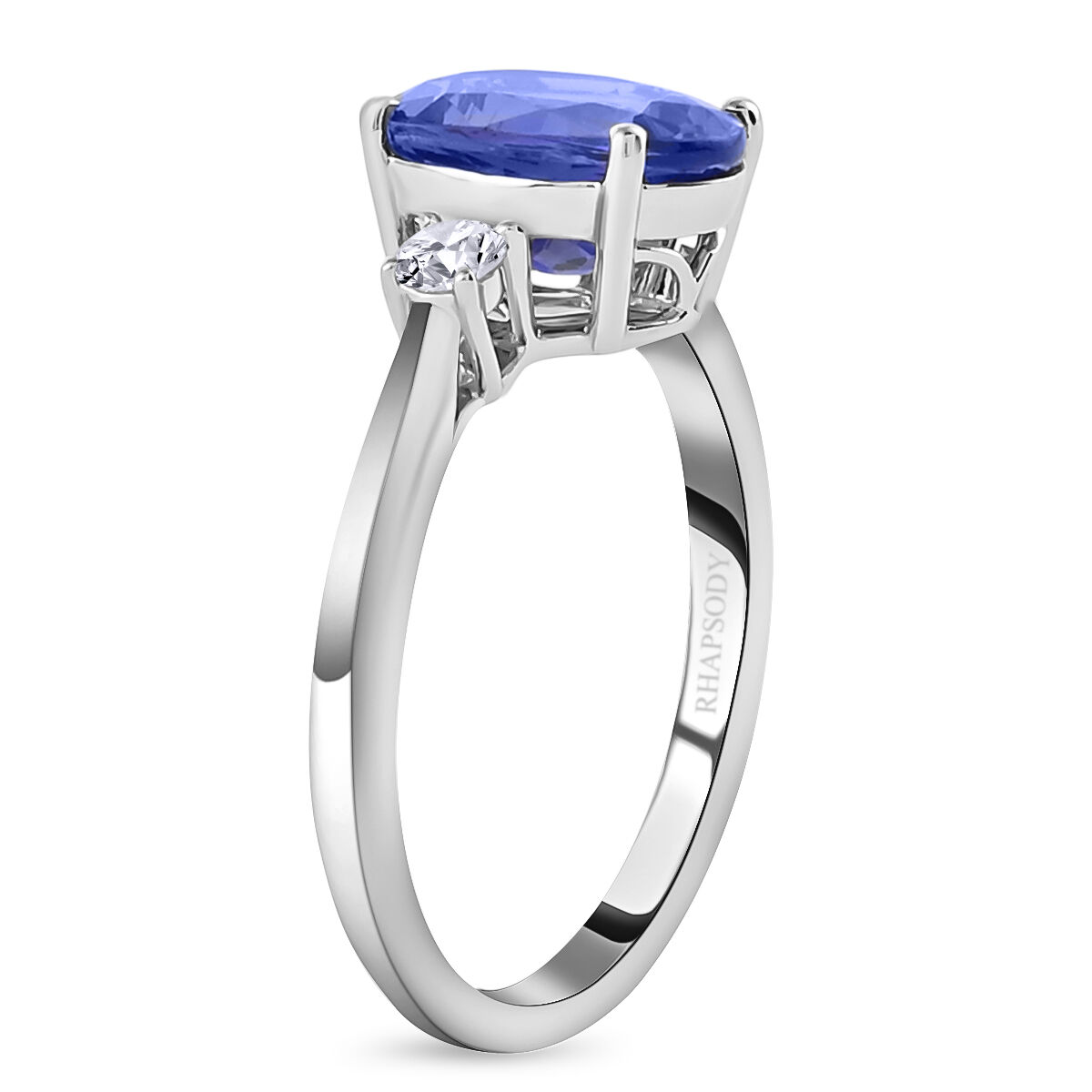 RHAPSODY 3 Ct AAAA Tanzanite and Diamond VS EF Classic Solitaire Ring ...