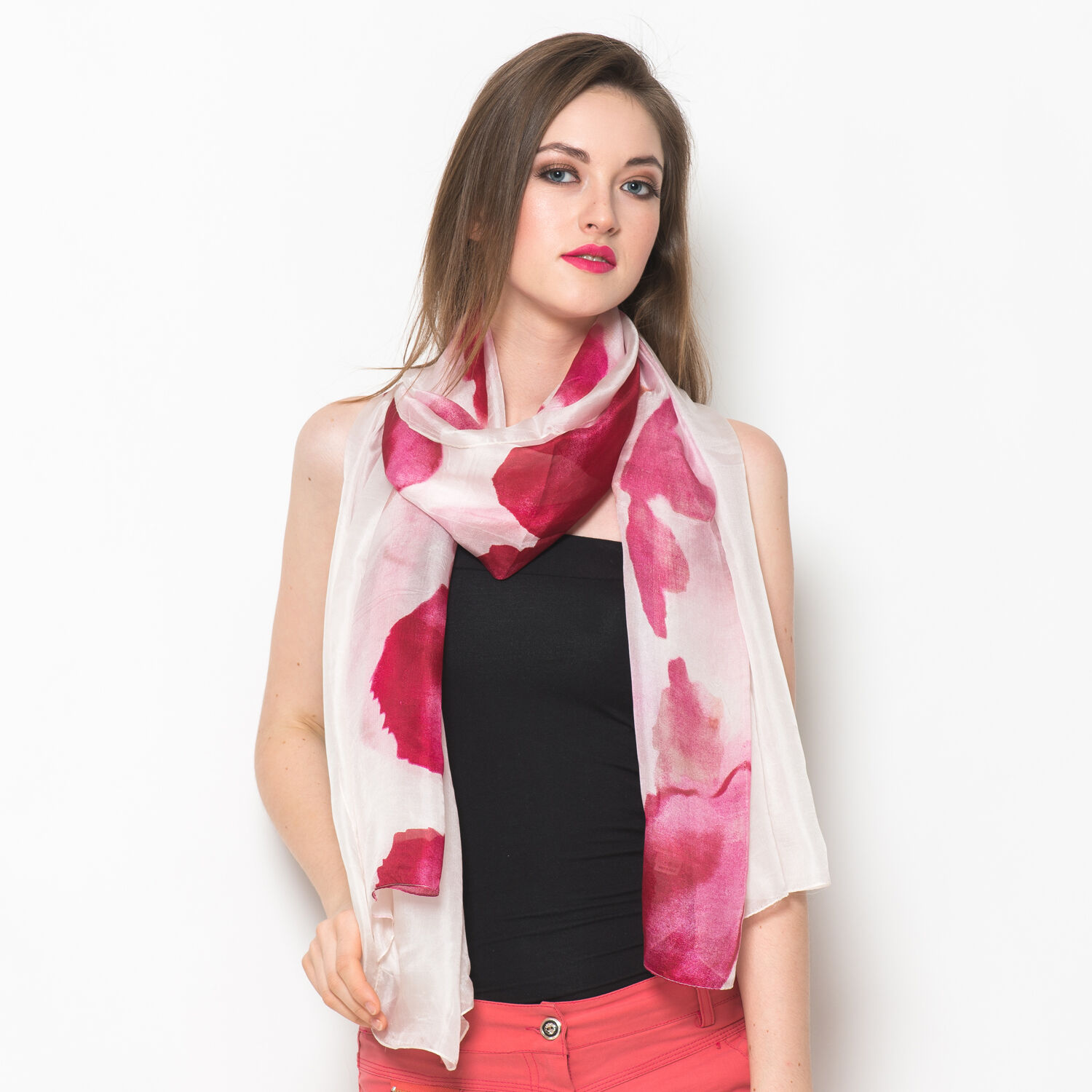 Winter Special 100% Mulberry Silk White, Pink and Multi Colour Floral ...