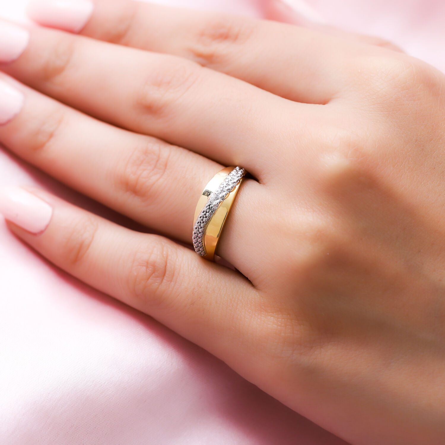 Diamond Ring in 18k Vermeil Yellow Gold Overlay Sterling Silver ...