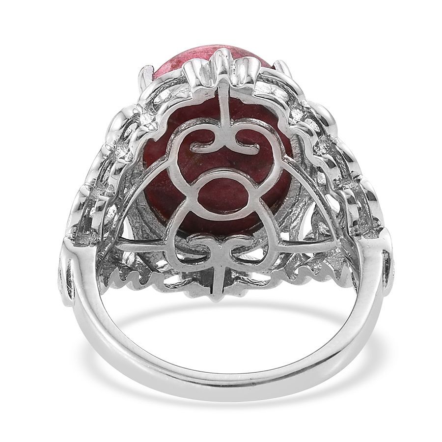 Norwegian Thulite (Ovl) Ring in Platinum Overlay Sterling Silver 13.500 ...