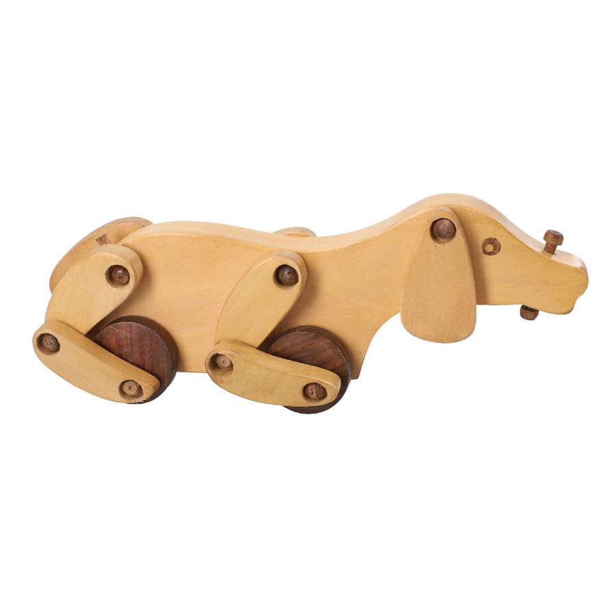 Handcrafted Wooden Toy Dog with Wheels for Kids - 3489531 - TJC