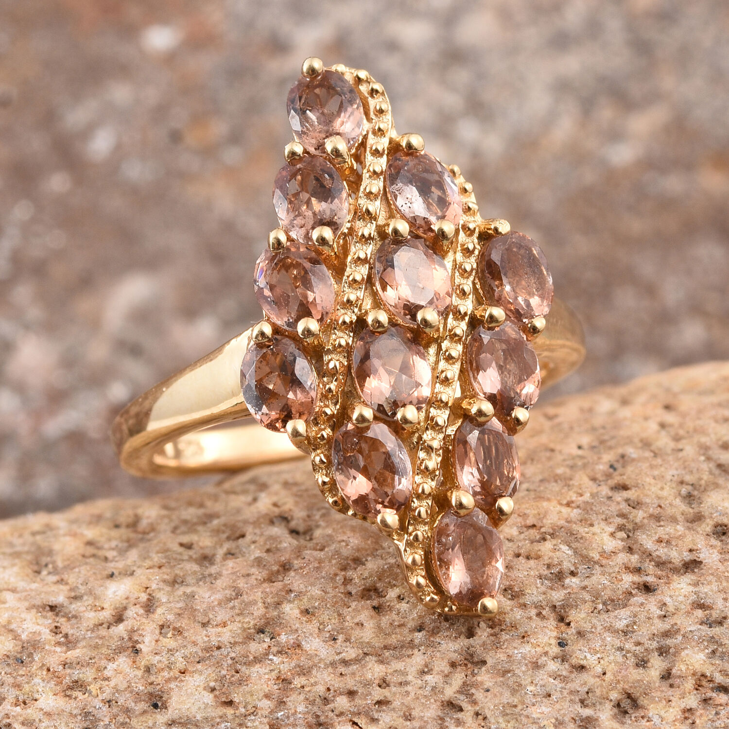 Jenipapo Andalusite (Ovl) Ring in 14K Gold Overlay Sterling Silver 2. ...