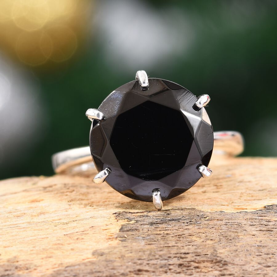 4.25 Ct Elite Shungite Solitaire Ring in Platinum Plated Sterling ...