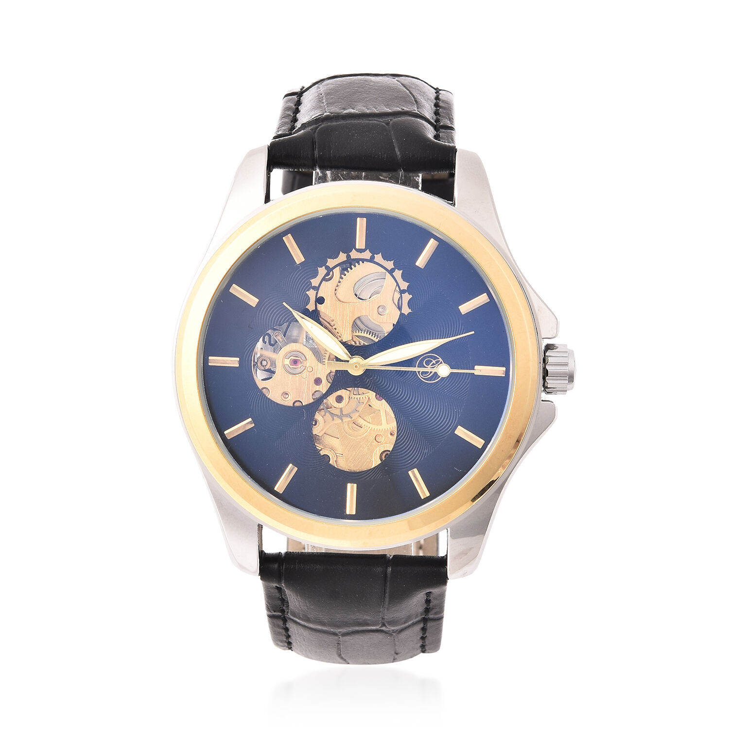 GENOA Automatic Mechanical Movement Blue Dial Water Resistant Skeleton ...
