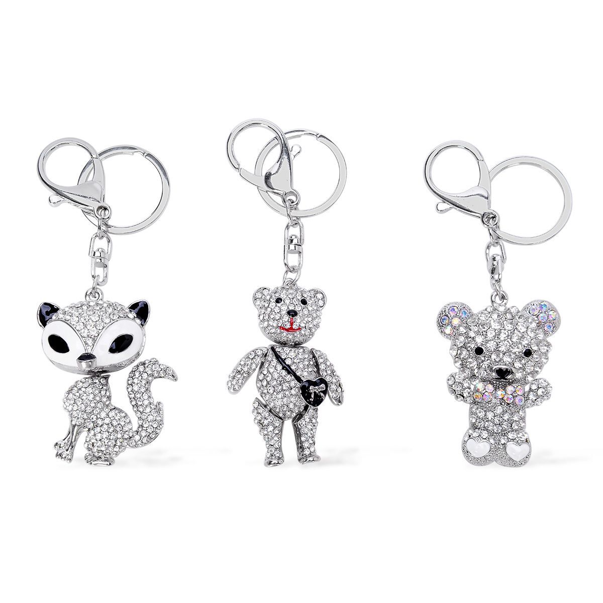 Set of 3 - White and Black Austrian Crystal Studded Black, White and ...