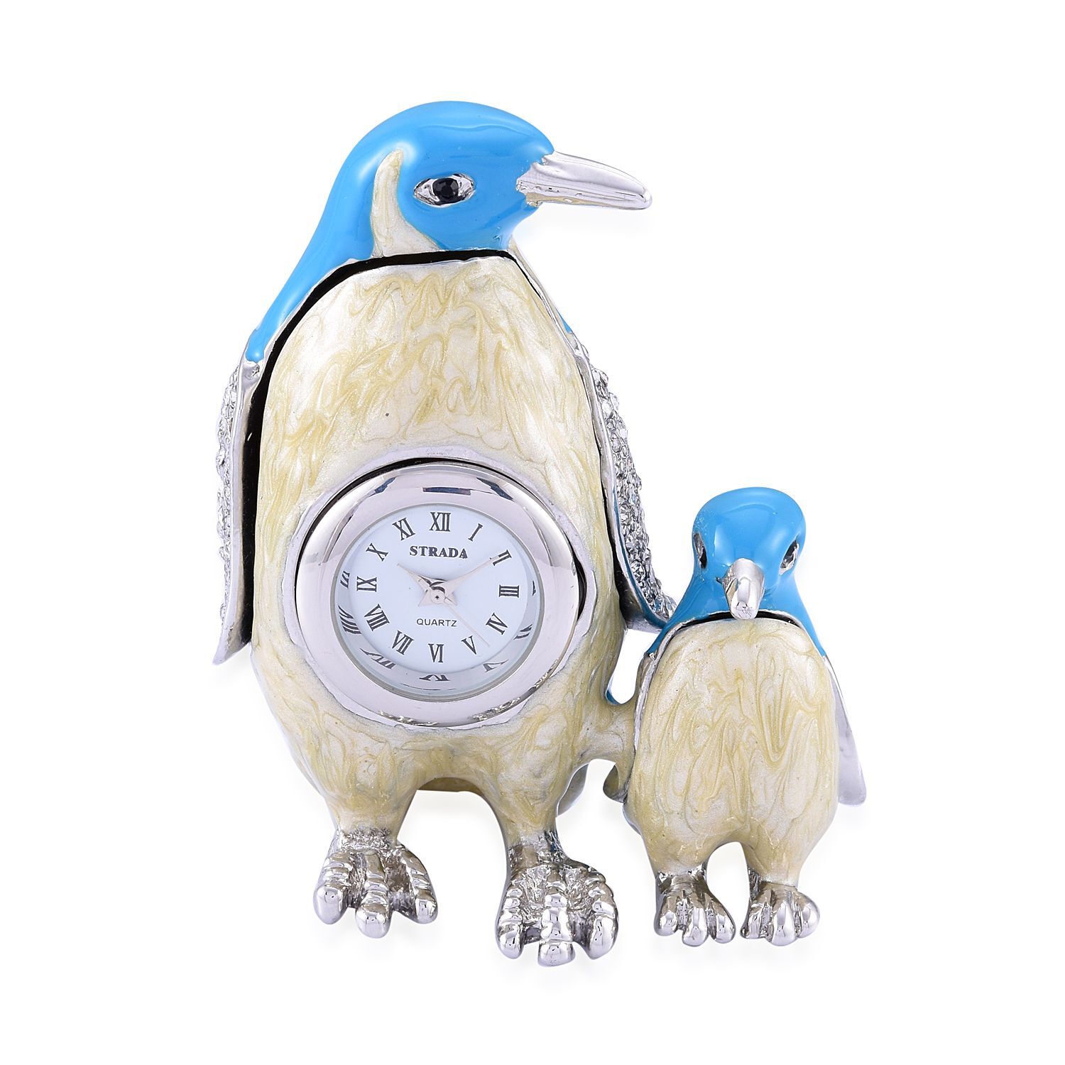 Black and White Austrian Crystal Studded Light Yellow and Blue Enameled ...