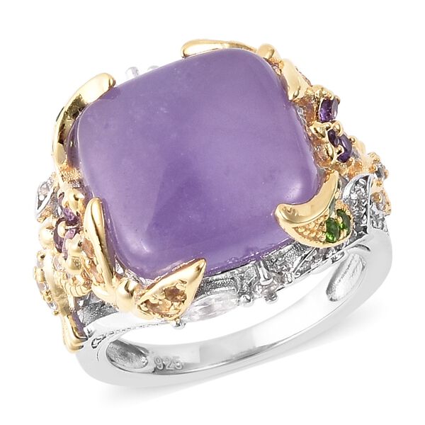 10.95 Ct Jardin Collection Purple Jade Ring in Rhodium and Gold Plated ...