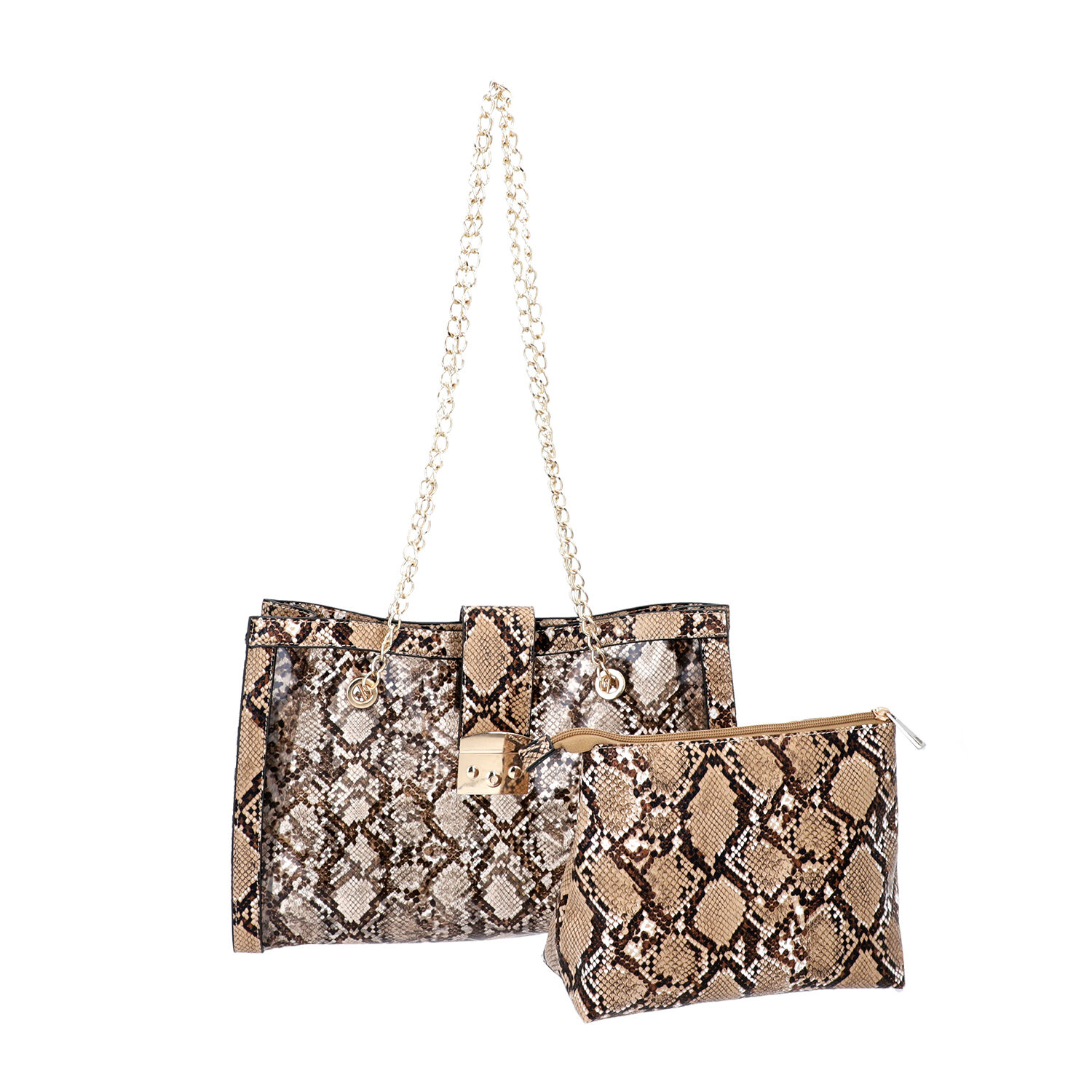 New Arrival- 2 Piece Set Python Skin Pattern Tote Bag (Size 35x10x24cm ...
