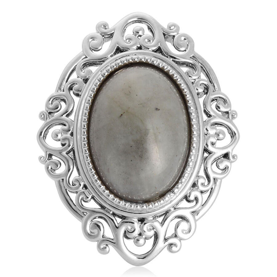 Labradorite (Ovl) Solitaire Ring in Silver Tone 11.000 Ct. - M2046061 - TJC