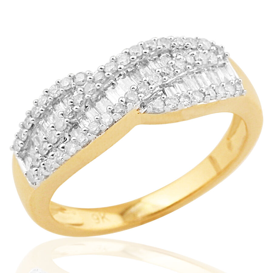 9K Y Gold SGL Certified Diamond (Bgt) (I3/ G-H) Ring 0.500 Ct ...