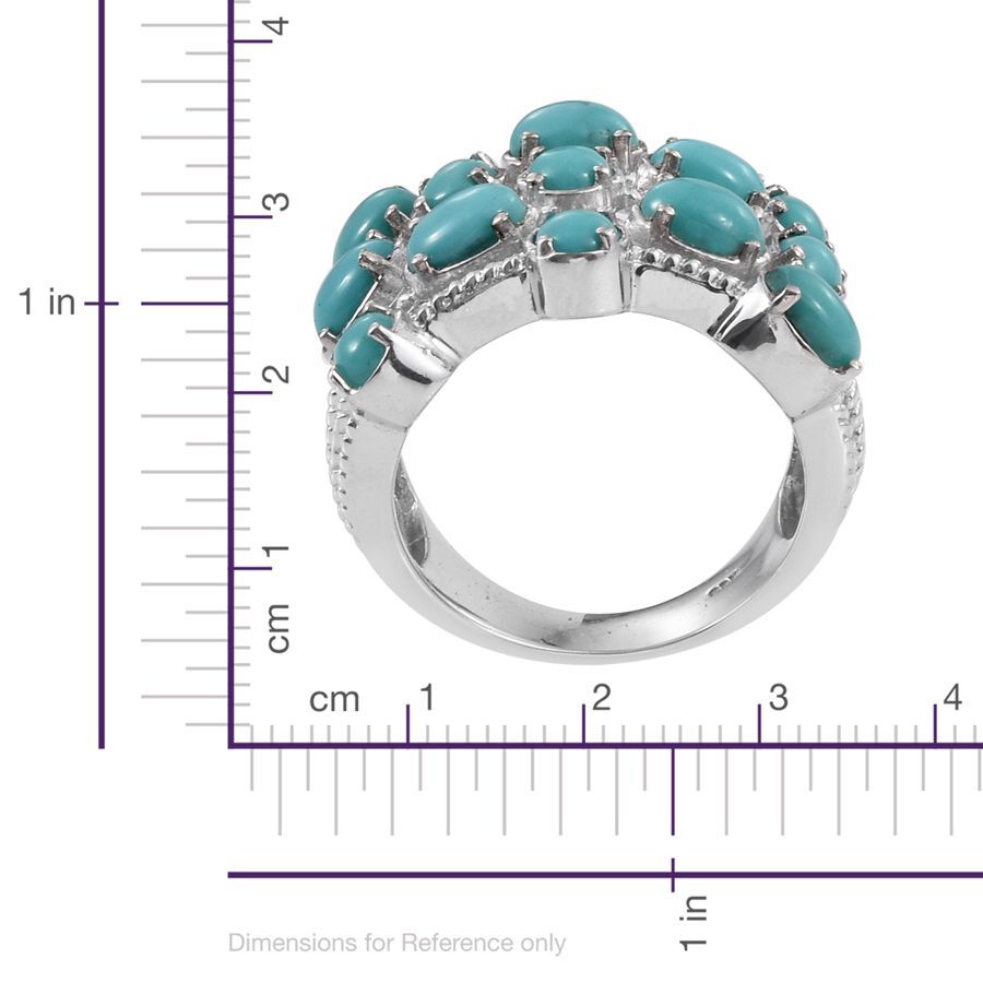 Sonoran Turquoise (Ovl) Ring in Platinum Overlay Sterling Silver 5.000 ...
