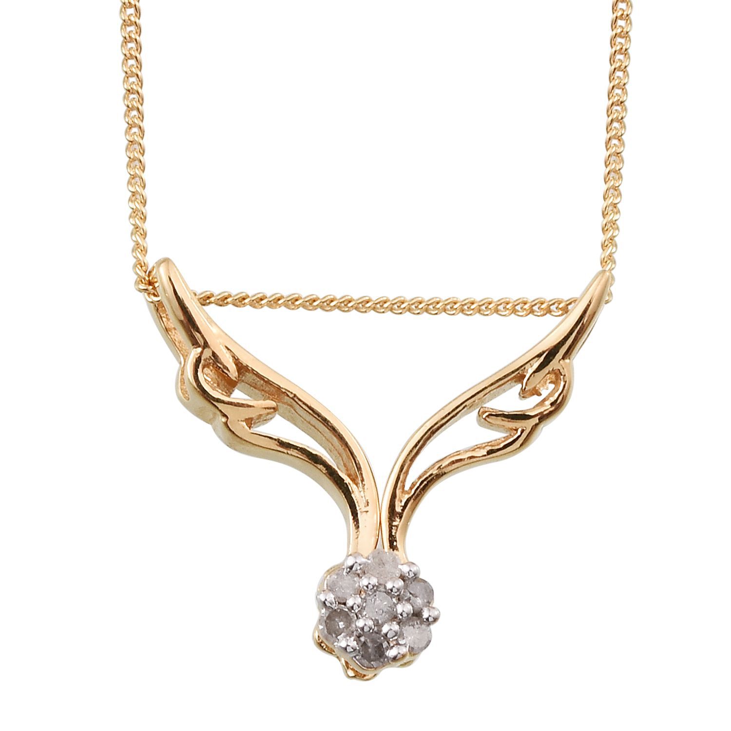 Diamond (Rnd) Pendant With Chain in 14K Gold Overlay Sterling Silver 0. ...