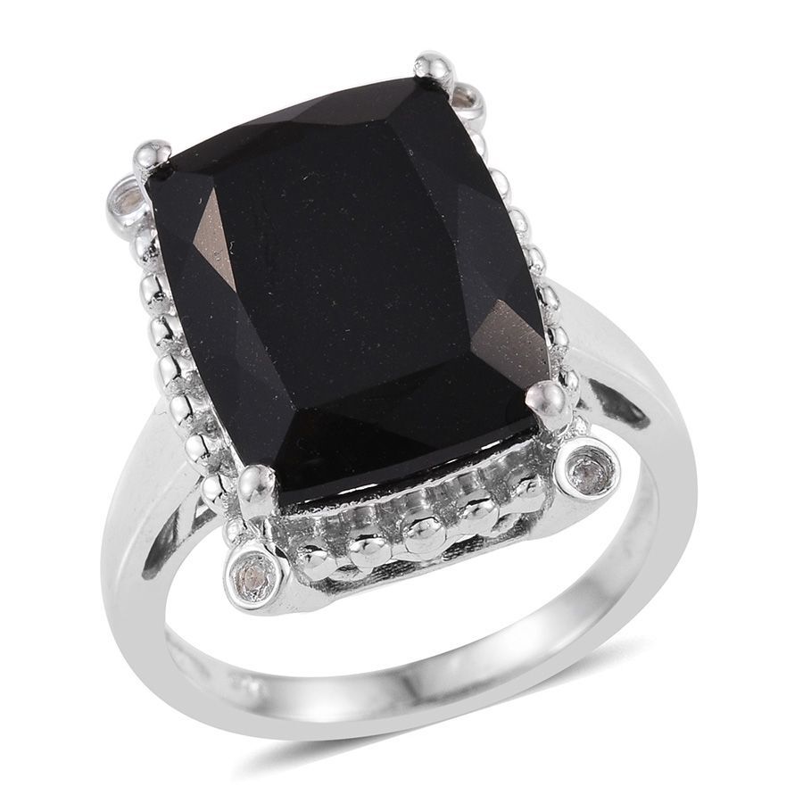 Australian Midnight Tourmaline and White Topaz Ring in Silver 11.11 Ct ...