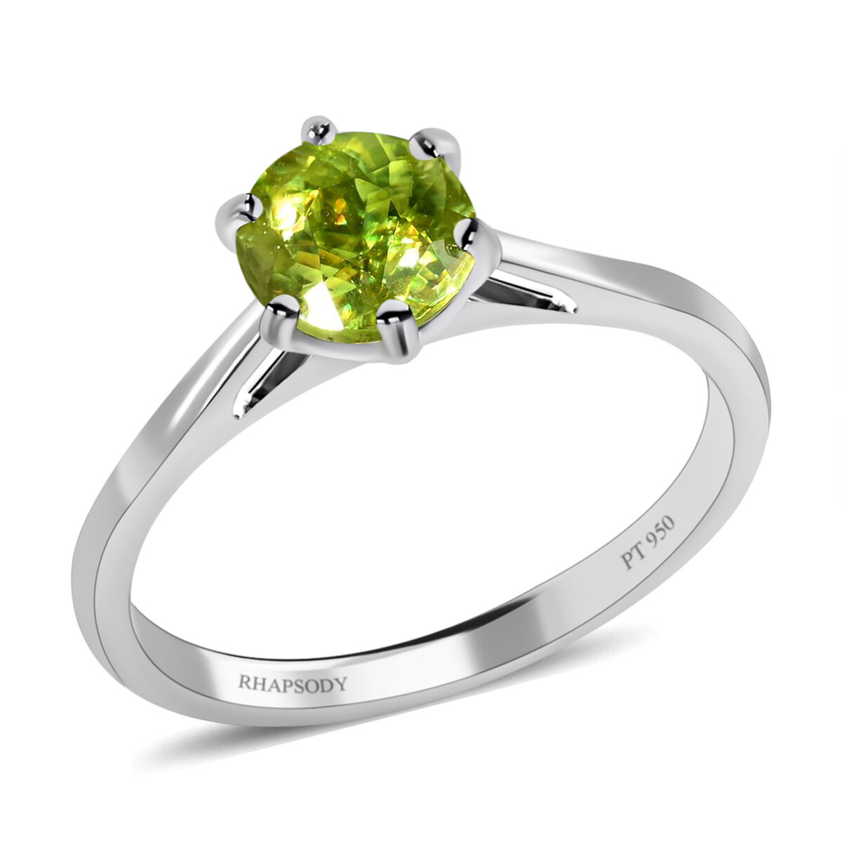 Certified and Appraised RHAPSODY 950 Platinum AAAA Sava Sphene Ring 1. ...