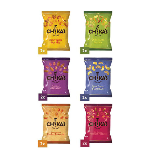 CHIKAS High Protein Box 12 x 41g Nuts Bundle (3 x Smoked Almonds, 3 x ...