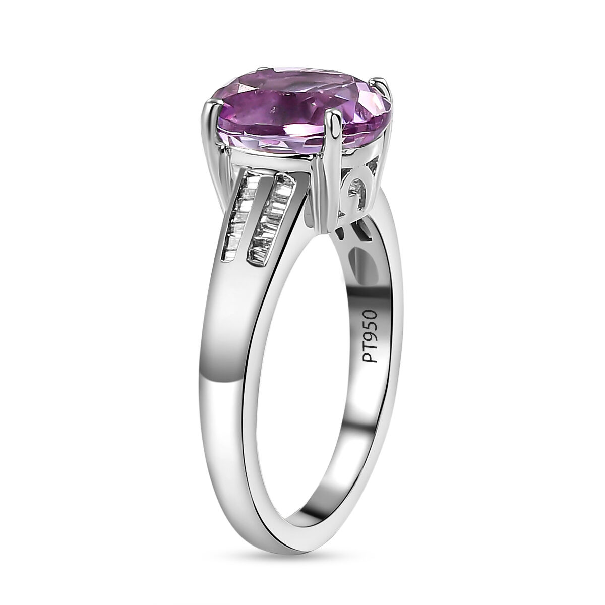 RHAPSODY 950 Platinum AAAA Kunzite Solitaire Ring with Diamond 3.64 ...